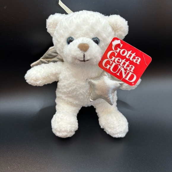 Gund | Toys | Gund Angelface 7 White Plush Teddy Bear With Silver Wings ...